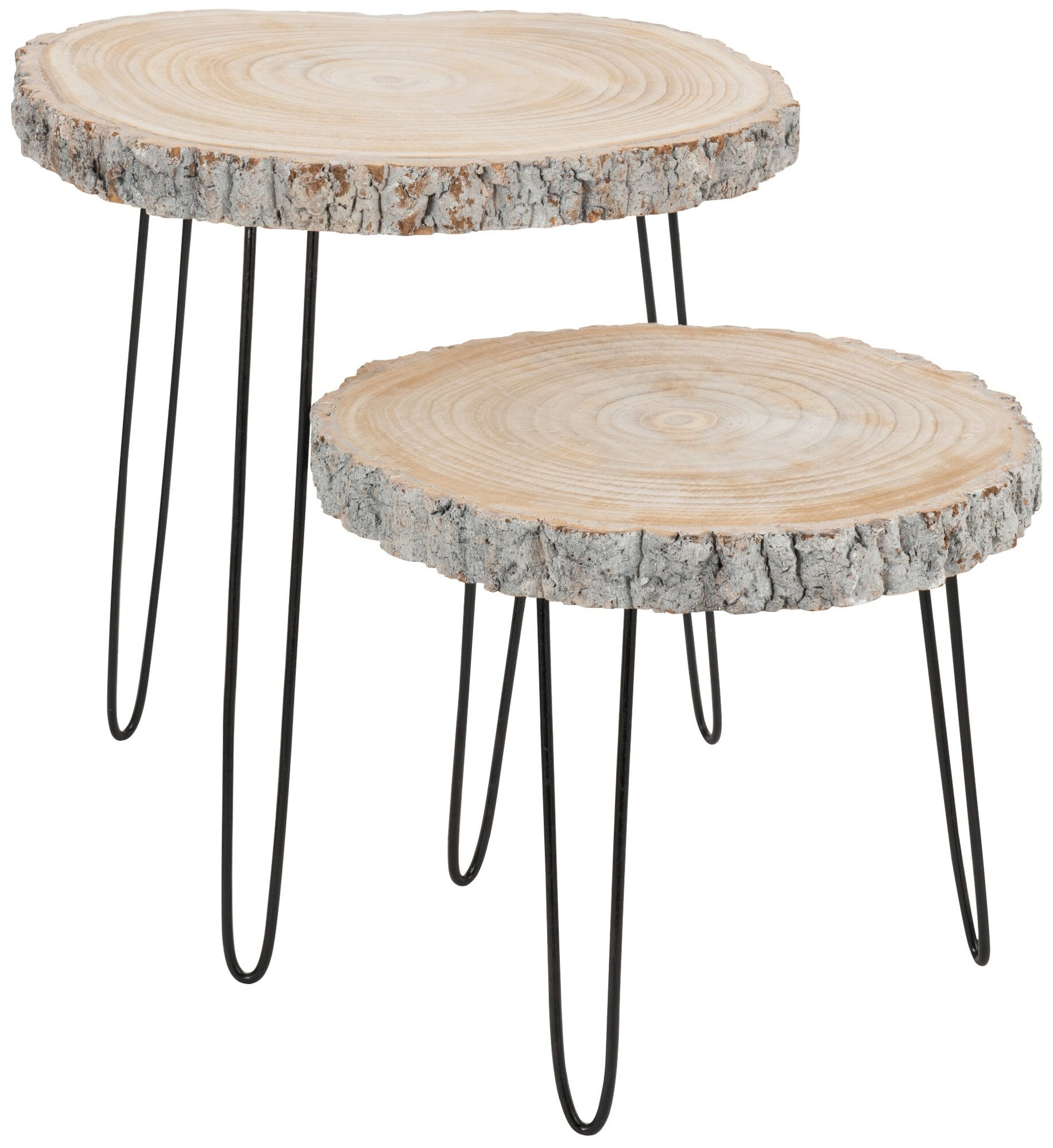 Stolik kawowy metalowy okrągły blat drewniany 57 x 53 cm, J-line ... Stolik kawowy metalowy okrągły blat drewniany 57 x 53 cm, J-line ...